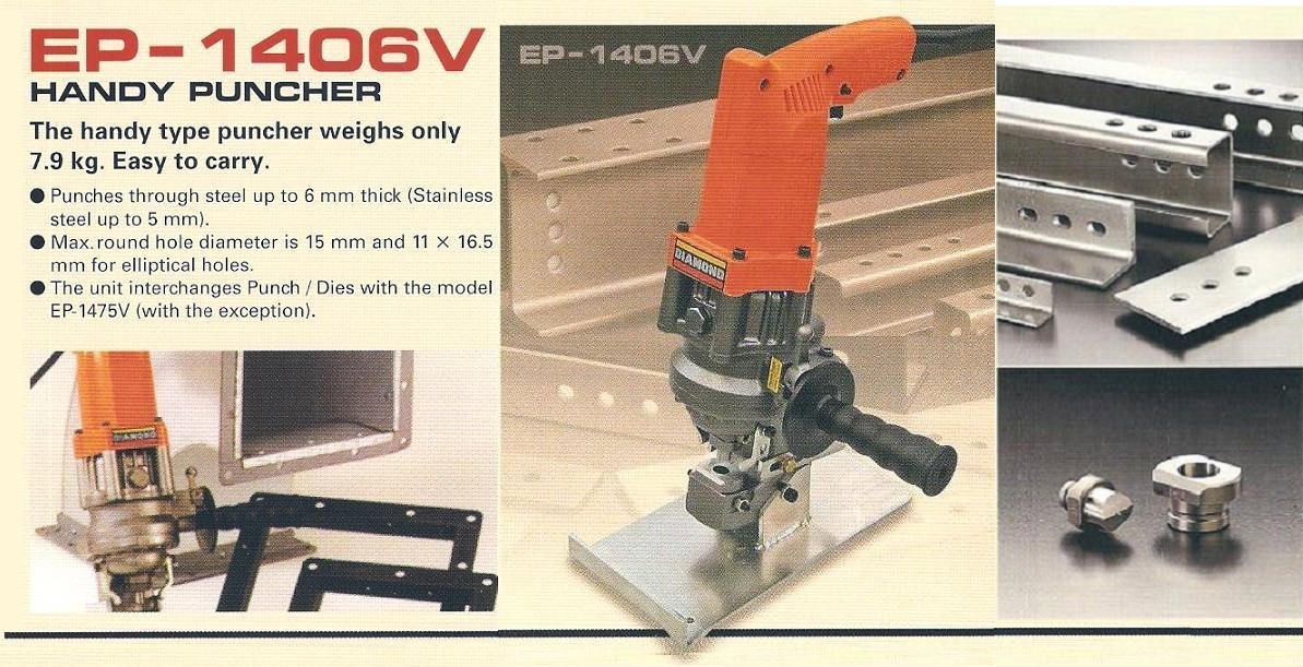 EP-1406V portable steel punch, portable steel punches, hand held steel ...