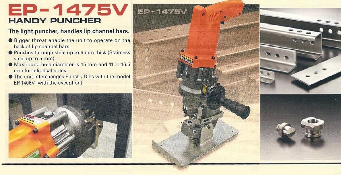 EP-1475V portable steel punch, portable steel punches, hand held steel ...